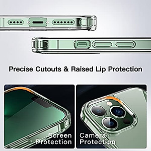 JETech Kickstand Case for iPhone 13 Pro Max, 6.7-Inch, Support Wireless Charging, Slim Shockproof Bumper Phone Cover, 3-Way Metal Stand (Clear)