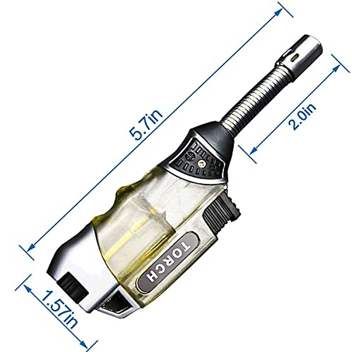 Yeuligo Torch Lighters, Butane Lighter with 360° Flexible Neck and Visible Window, Refillable Grill Lighter with keyhole, Clear(without Gas)