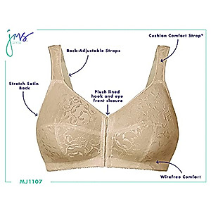 Just My Size Women's Easy On Front Close Wirefree Bra MJ1107, Nude, 40DD