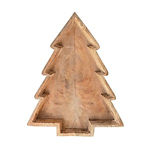 Creative Co-Op 20-1/2"L x 16" W Mango Wood Tree Shaped Tray Serveware, Multi, Large