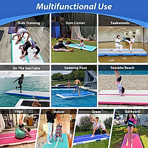 Dwzdd Gymnastics Air Mat 10ft/13ft/16ft/20ft Tumbling Mat Inflatable Gymnastics Tumble Track for Home/Gym/Training/Cheerleading/Water with Electric Pump