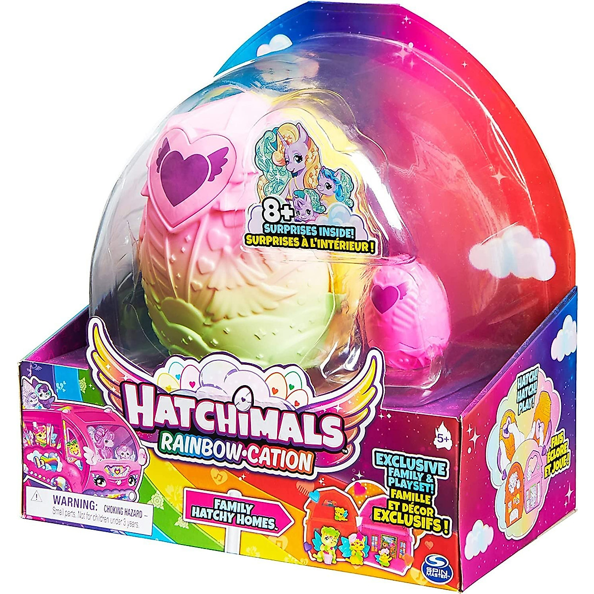 Hatchimals CollEGGtibles, Rainbow-Cation Family Hatchy Home Playset with 3 Characters & up to 3 Surprise Babies (Style May Vary), Kids Toys for Girls