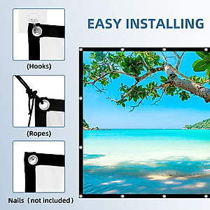 84" Projector Screen,4K 16:9 HD Rear Front Projector Screen Movie Screen Foldable Projection Screen Double-Sided Portable Outdoor Indoor Projector Screen for Movie Home Theater Yard Travel (84)