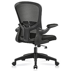 FelixKing Office Chair, Ergonomic Desk Chair with Adjustable Height, Swivel Computer Mesh Chair with Lumbar Support and Flip-up Arms, Backrest with Breathable Mesh (Black)