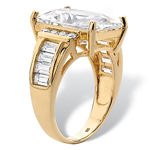 PalmBeach Yellow Gold-plated Sterling Silver Emerald Cut Cubic Zirconia Engagement Ring Sizes 6-10 Size 8