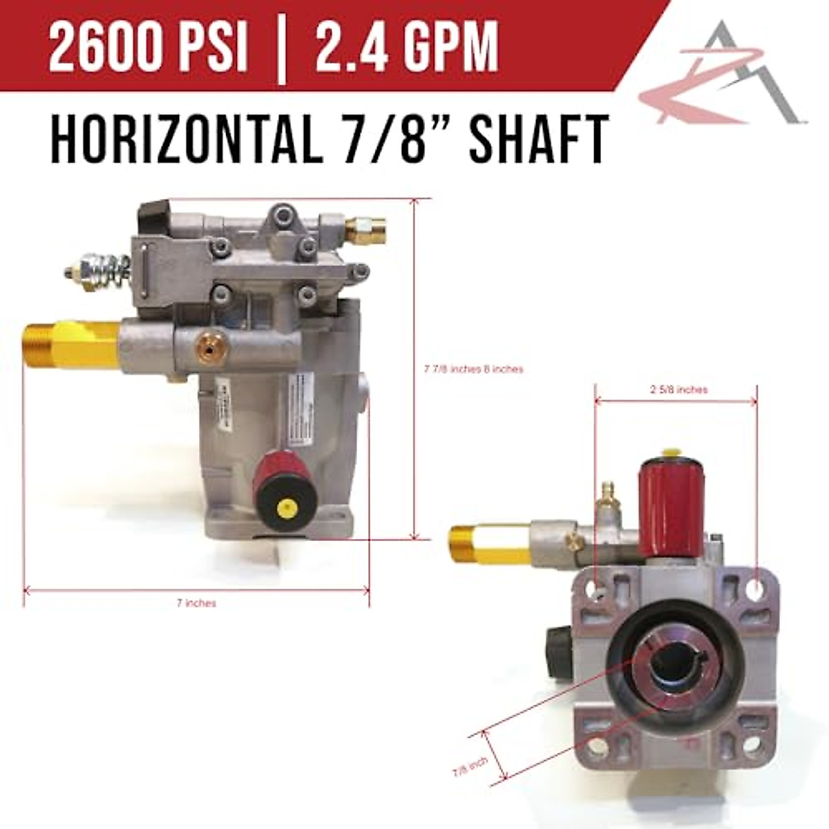 Pressure Washer Pump Replacement for Powerstroke PS80903A with 7/8" Horizontal Short Shaft
