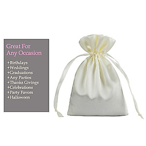 AKLVBL 30 Pack 6 x 9.5 Inches Beige Satin Gift Bags, Jewelry Bags, Drawstring Pouch, Wedding Favor Bags, Baby Shower Bags, silk bags