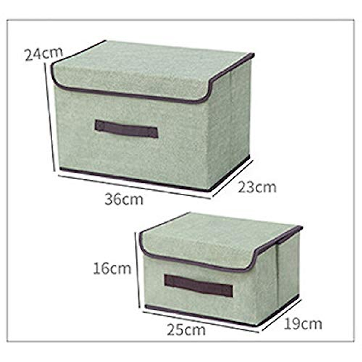 Elonglin Foldable Storage Basket, 2 Pack Lidded Storage Bins with Handle Organize Clothes Toys Book Universal Household Containers for Bedroom Wardrobe Clothes Office Shelf (Green)