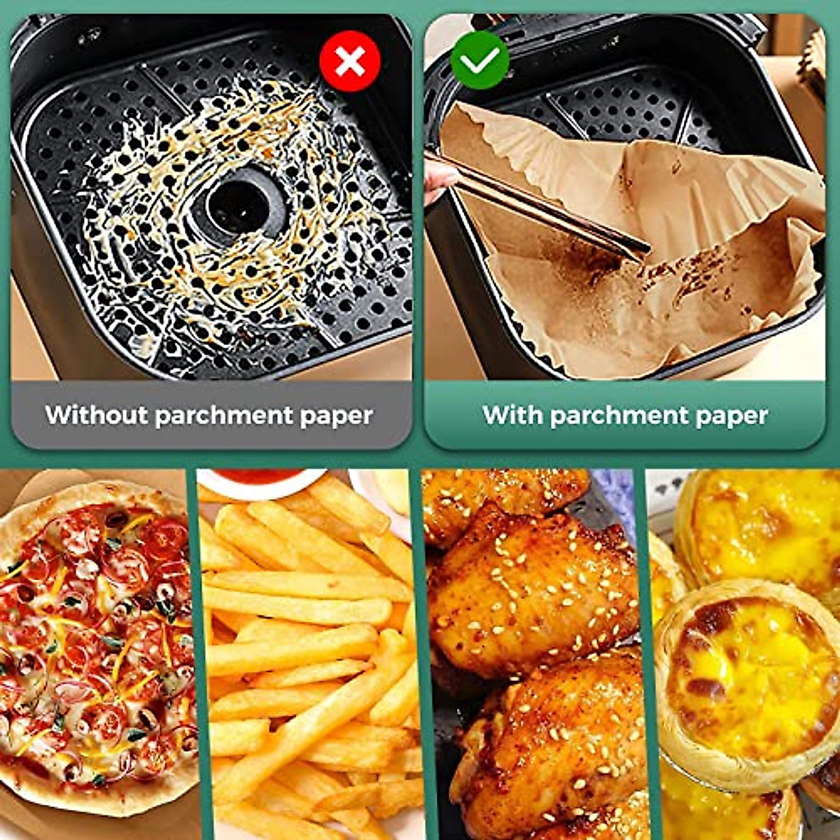 Air Fryer Liners, 100Pcs Air Fryer Liners Disposable, Air Fryer Parchment Paper Liners For Air Fryer, Baking, Roasting Microwave. (8 Inch)