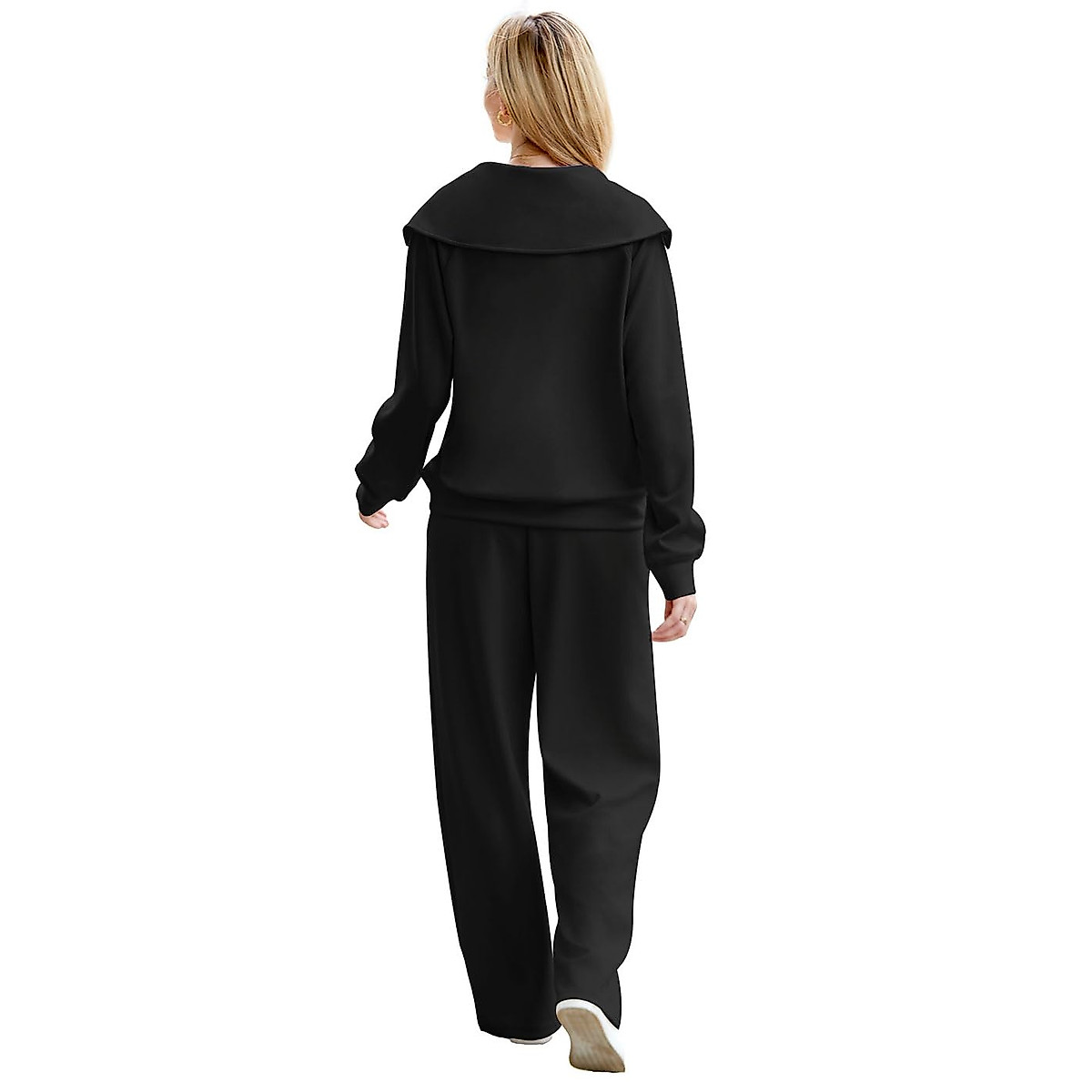 XIEERDUO Loungewear Set Women Fall Fashion 2024 Sweatsuit Set 2 Piece Outfits Black M