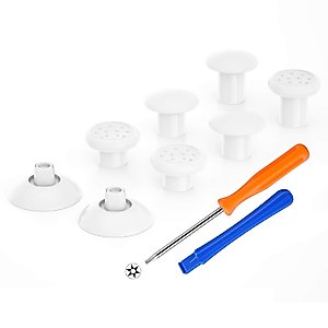 eXtremeRate ThumbsGear Interchangeable Thumbstick for Xbox Controller - Improve Comfort - White 3 Height Domed & Concave Grips Ergonomic Adjustable Joystick for Xbox Seires X/S, for Xbox One S/X/Elite