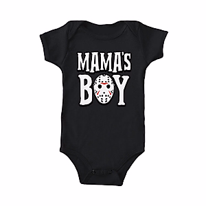 Haase Unlimited Mama's Boy - Jason Hockey Mask Halloween Bodysuit (Black, 24 Months)