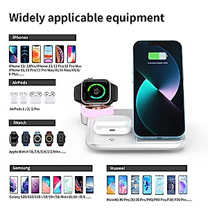 Wireless Charger, RUI MAI LAI 3 in 1 Foldable Fast Charging Station Compatible Apple Watch & AirPods, iPhone 13/12/11(Pro & Pro Max)/X/XS/XS, Qi-Enabled Android Phone(with QC3.0 Adapter)