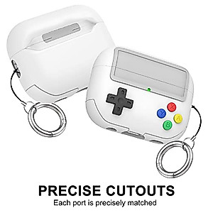 Silicone Airpods Pro 2 Case, Game Player Design for Airpods Pro 2 Case 2022, Soft Silicone Protective Case Skin for Apple Airpods Pro 2nd/1st Generation Accesssories with Keychain for Men Women, White