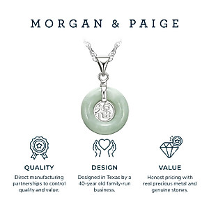 MORGAN & PAIGE Genuine Jade Good Fortune Necklace - 925 Sterling Silver Good Luck Necklace For Women With Chinese Fu Symbol Circle Pendant - 18 inches