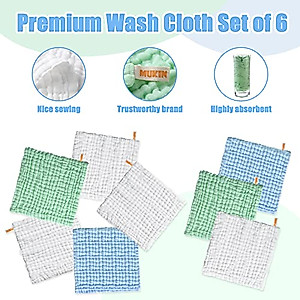 MUKIN Baby Washcloths - Soft Face Cloths for Newborn, Absorbent Bath Face Towels, Baby Wipes, Burp Cloths or Face Towels, Baby Registry as Shower. Pack of 10 (Green,Blue,White)