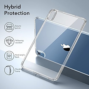 ESR for iPad 10th Generation Case (2022, 10.9 Inch), Thin and Lightweight, Yellowing Resistant, Hard Acrylic Back, Air-Guard Corners, Flexible Frame, Classic Hybrid Back Cover, Clear