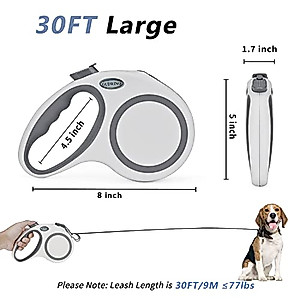 Retractable Dog Leash 30 FT, GUDWING Dog Walking Leash for Medium Large Dogs up to 77 lbs, Heavy Duty No Tangle, Large