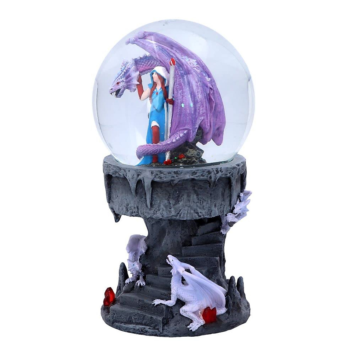 Nemesis Now Anne Stokes Dragon Mage Snowglobe Shaker, Polyresin, Purple, 18.5cm