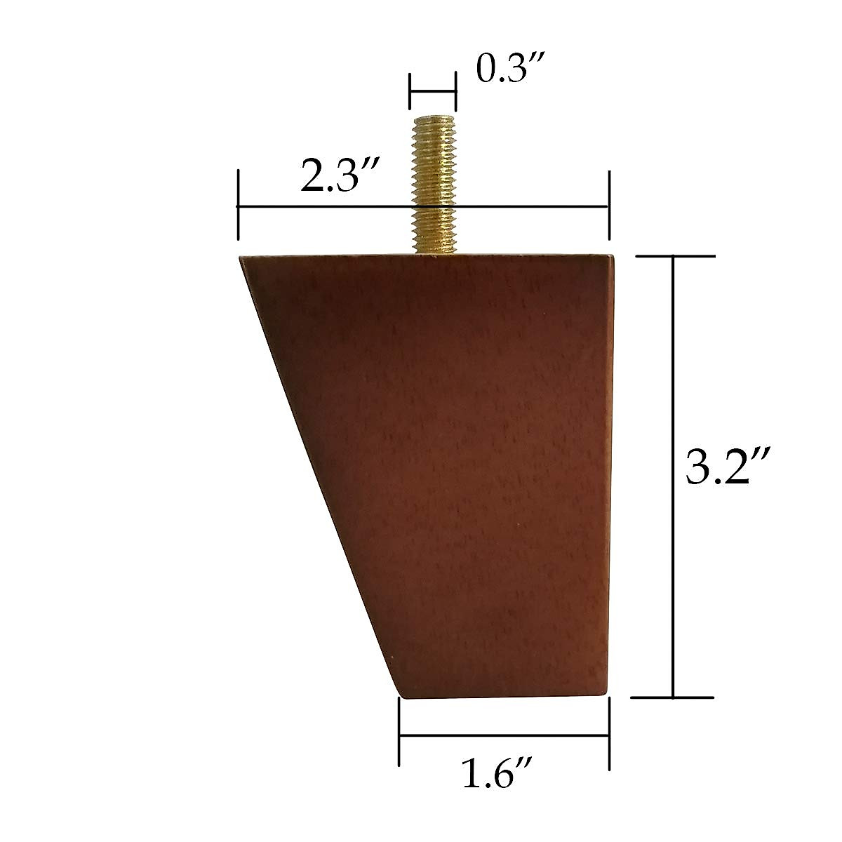 Btibpse 3" Solid Wood Sofa/Chair/Ottoman Legs Slanted Tapered Walnut Finish Furniture Legs Set of 4