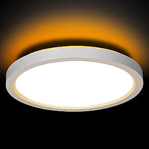 13 Inch LED Flush Mount Ceiling Light with Night Light, 24W, 2400lm, 3000K/4000K/5000K Selectable, Round Flat Panel Light, Dimmable Fixture for Dining Room, Bedroom, Kitchen, Hallway