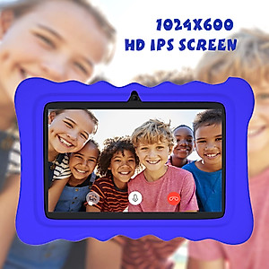FLYINGTECH Kids Tablet 7 inch Android Tablet for Kids WiFi Dual Camera, Toddler Tablet With 2GB RAM + 32GB ROM Memory, 1024*600 Screen Parental Control Google Playstore with Blue Protective Case 2023