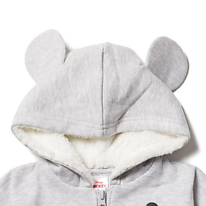 Disney Mickey Mouse Infant Baby Boys or Girls Fleece Zip Up Hoodie Gray 18 Months