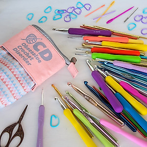 Boye OCD Fabric Crochet Storage Bag with Zipper, 5.75" x 7", Multicolor