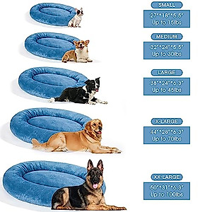 Jiupety Bagel Dog Bed for Small Medium Dogs,Calming Washable Puppy Cat Bed Indoor,Cozy Anti-Anxiety Round Dount Pets Beds Blue L