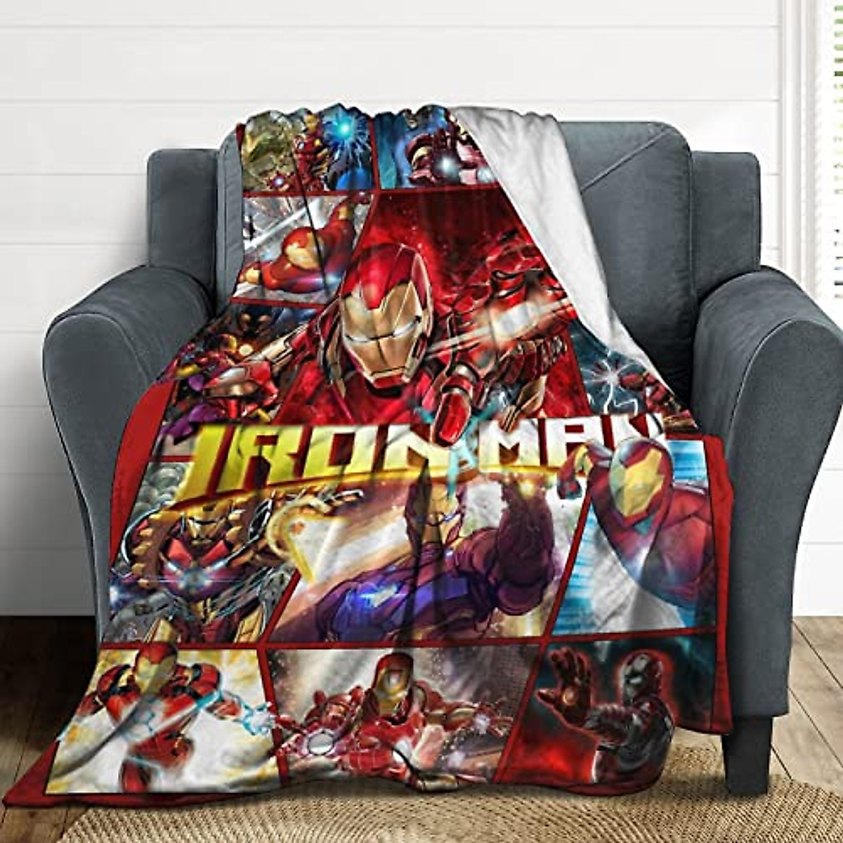 Super Hero Throw Blanket Soft Flannel Cartoon Blanket All Season Warm Bedding for Sofa Chair Decorations 60"x50"