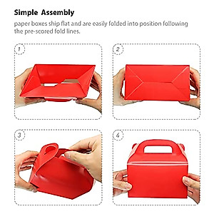 GARROS Red Party Treat Boxes 6.9"x6.5"x3.5" 24-Pcs Each DIY Favors Bag,New Years Boxes,Birthday Party Gift Giving Wedding, Baby Shower, Graduation Party Supplies,New Years G, Valentines Day, Holidays