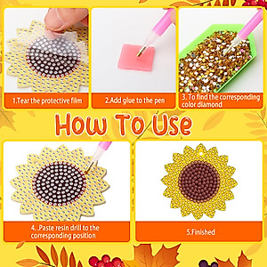 Outus 24 Pcs Thanksgiving Diamond Art Keychain Kit Fall 5D DIY Diamond Art Key Chain Double Sided Maple Acorn Diamond Art Key Ring Thanksgiving Day Diamond Art Ornament for Harvest Craft