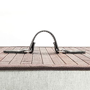 Laundry Hamper Bamboo Laundry Basket, Clothes Hamper with Lid and Removable Liner, Single Lattice Bamboo Folding Basket Body with Cover , Rectangle Clothes Bin for Laundry Room Bedroom (Dark Brown)