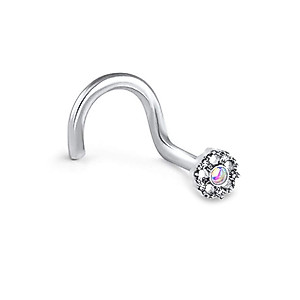 316L Surgical Steel 10mm Straight Nose Stud Ring Illuminating Lotus Flower 20G