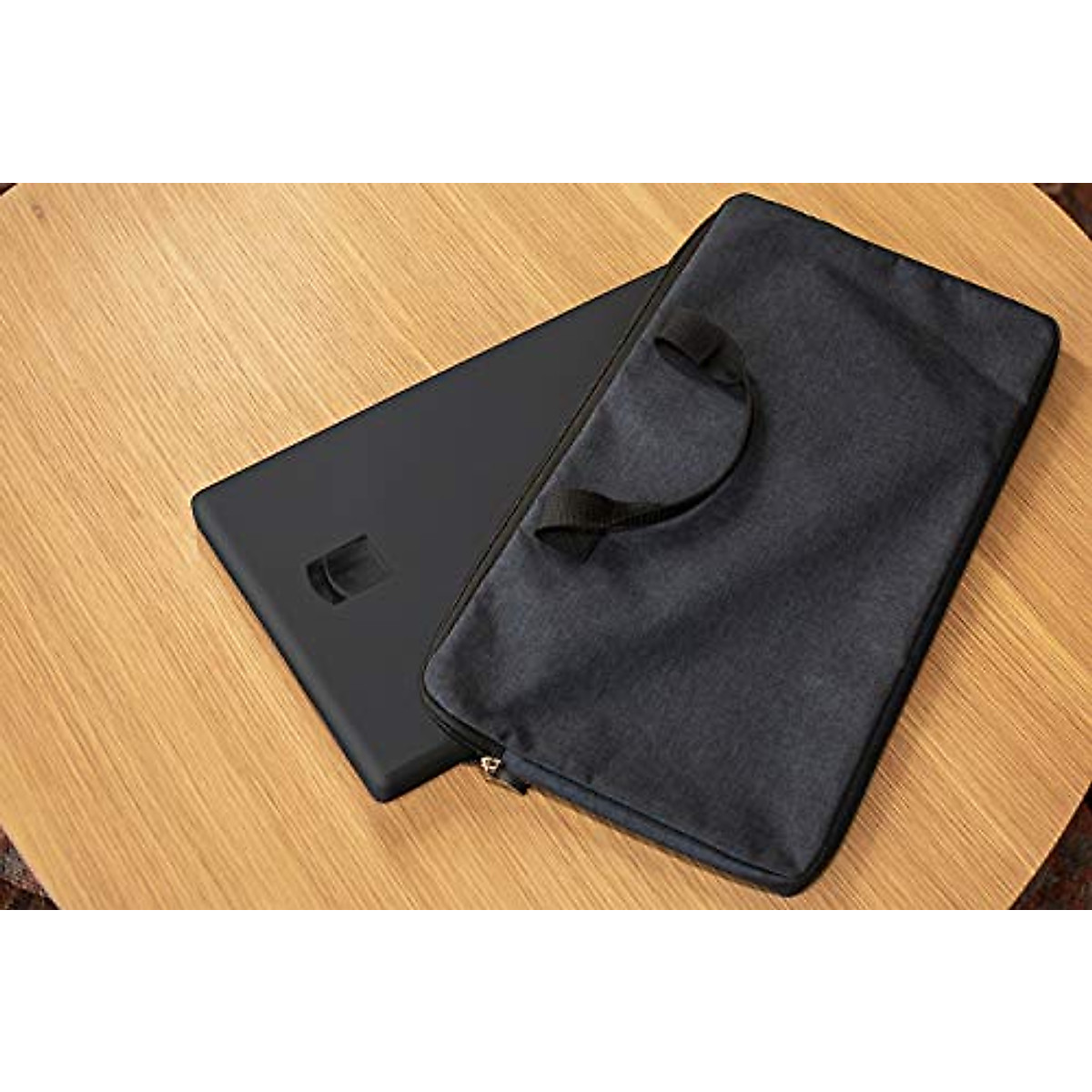 Rocelco 19" Portable Laptop Riser, Height Adjustable Travel Standing Desk Converter, Premium Compact Sit Standup Keyboard Monitor Rising Workstation with Carry Bag, Black R PDRB