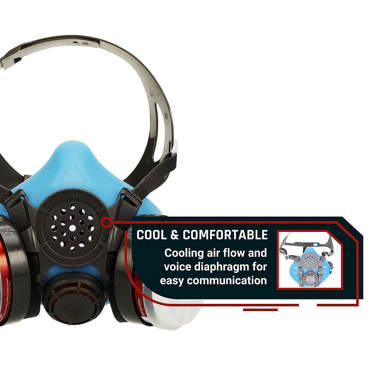T-60 Half Face Respirator – ASTM Tested – Organic Vapor & Particulate Filtration – Paint Application, Woodworking, & Other Work Protection
