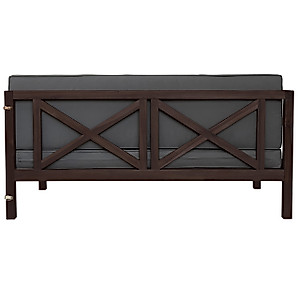 EMKK 4 Pcs Outdoor Furniture Sectional PE Rattan Wicker Patio Conversation Cushions and Table X-Back Sofa Set, Lshaped Brown+Gray