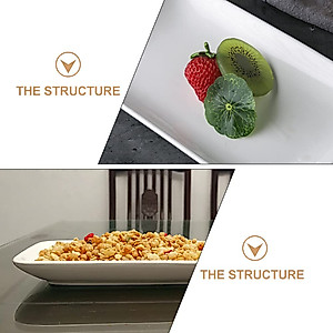 Hemoton 4pcs White Rectangular Melamine Plates, Dinner Plates Salad Serving Dishes Unbreakable Elegant Dinnerware Microwave Dishwasher Oven Safe