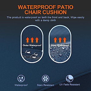 Dmsky Patio Chair Cushion,19 x 19 x 3.7 Inch Outdoor Chair Cushions for Patio Furniture,Waterproof Seat Cushions with Ties, Garden Sofa Couch Chair Pads with Handle Set of 4(Blue)