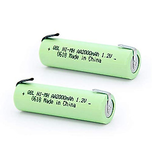QBLPOWER NiMh 1.2V AA 2000mAh Razor Shaver Battery with Solder tab for Shaver (2pcs)