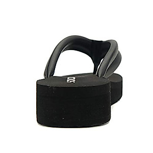 Soda NINI ~ Women Fashion Light weight Wedge Flip Flop Fashion Puffy Thong Sandals (Black, numeric_10)