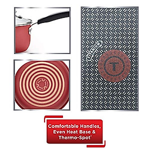 T-fal Signature Titanium Advancend Nonstick Pots and Pans Cookware Set, 12 Piece, Red