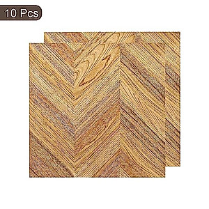uxcell Peel and Stick Floor Wall Tiles Sticker, 10Pcs 12"x12" Self-Adhesive Wood Grain Floor Stickers Matte Frosted Flooring Tiles for Kitchen Bathroom and Home Decor, Yellow