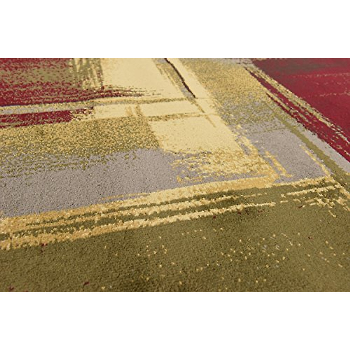 Unique Loom Barista Collection Modern, Abstract, Urban, Distressed, Rustic, Warm Colors Area Rug, 5 ft x 8 ft, Multi/Olive