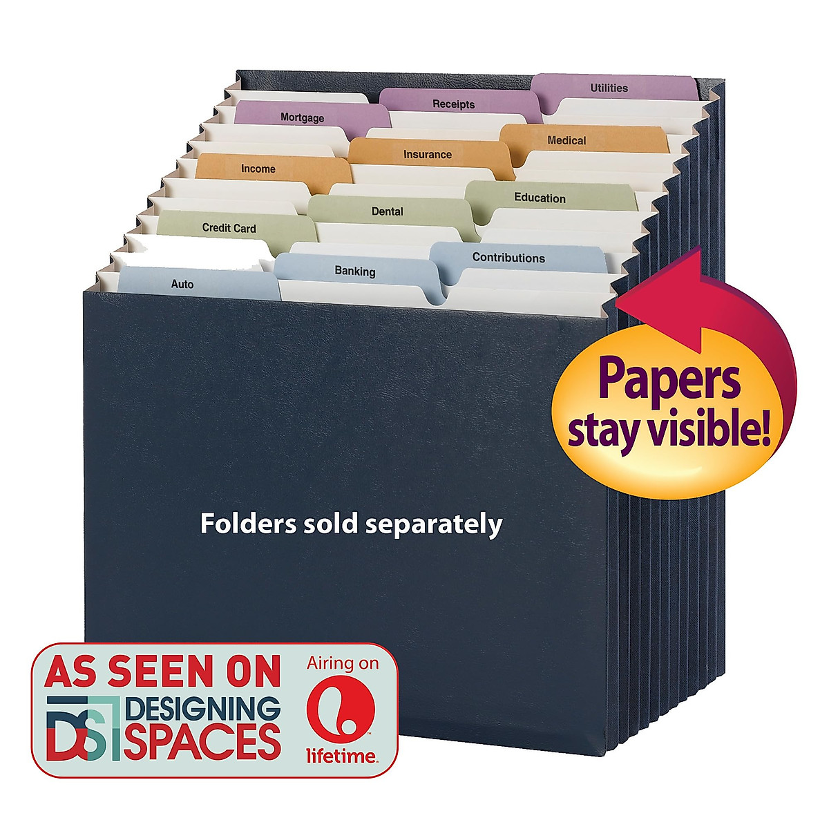 Smead Stadium File, 12 Pockets, Alphabetic/Monthly/Daily, Household/Blank Labels, Letter Size, Navy Blue (70211), 1.88 x 12.25 x 13.63 inches