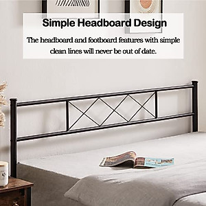 VECELO Metal Platform Bed Frame Mattress Foundation with Headboard & Footboard/Firm Support & Easy Set up Structure, Queen, Black