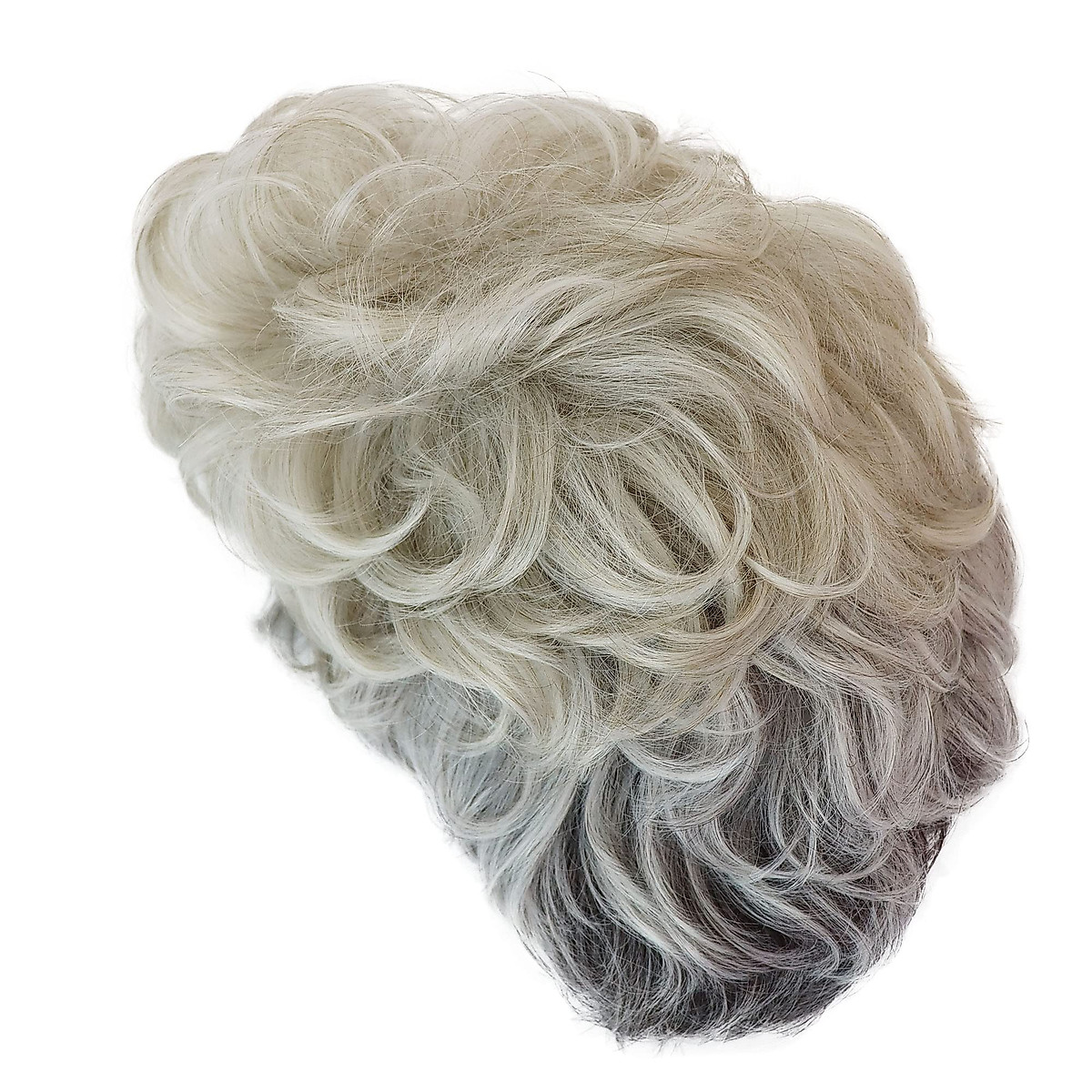 GNIMEGIL Short Grey Wig for White Women Silver Gray Curly Hair Wig Old Lady Costume Wig Grandma Wig Elderly Synthetic Wigs Mommy Granny Cosplay Wig