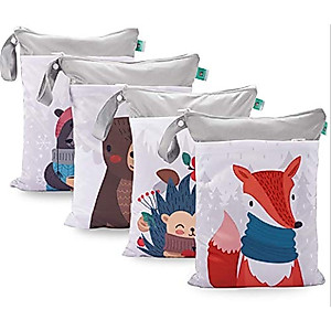 Waterproof wet bag, reusable dry and wet bag for waterproof cloth diapers, two zippered pockets, travel beach swimming pool, dirty baby supplies, yoga gym bag, swimsuit or wet clothes(L042)