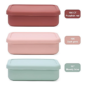 Silicone Bento Lunch Box - Leakproof, Microwave Safe, and Eco-Friendly - Available in Moody Blue, Dark Pink, and Purplish Red. (Purplish Red)