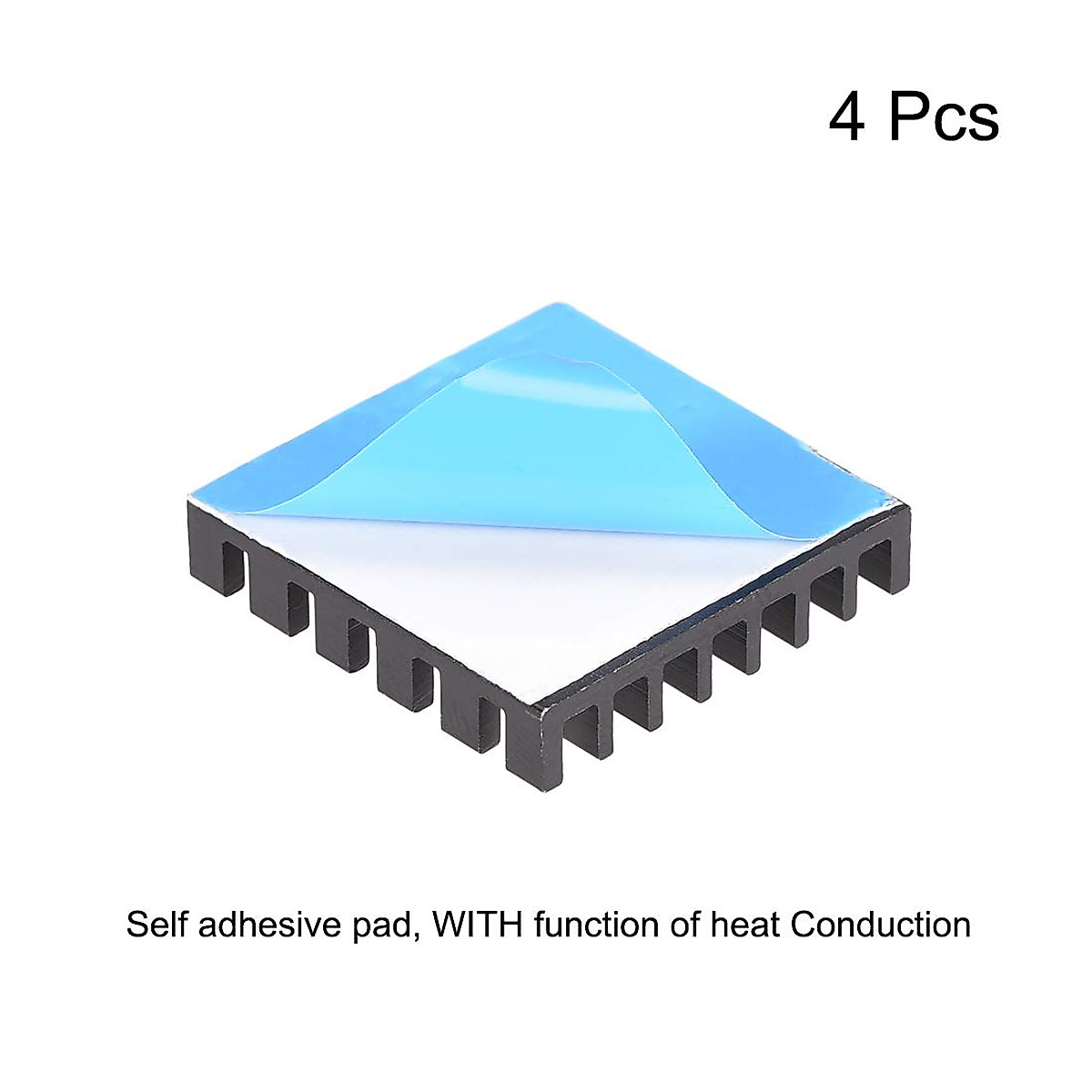uxcell 5x25x25mm Black Aluminum Heatsink Thermal Adhesive Pad Cooler for Cooling 3D Printers 4Pcs